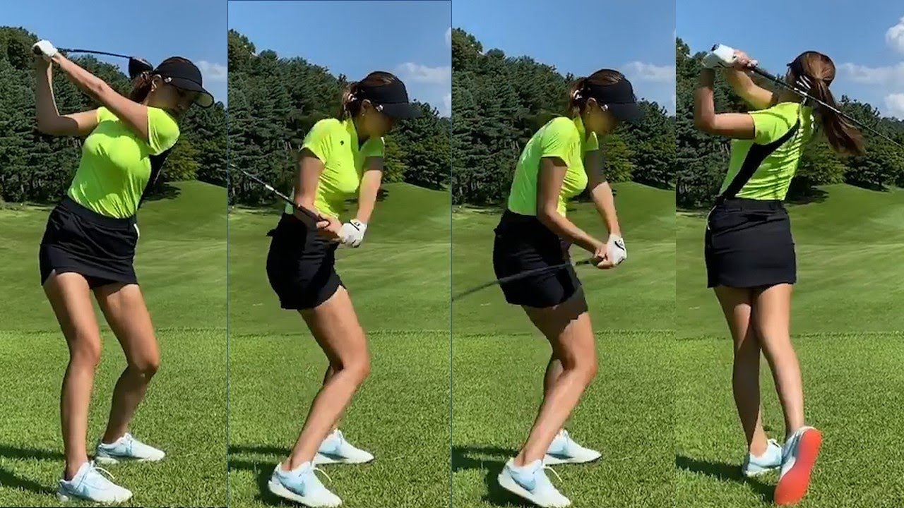 손 어께 골반 순으로 백스윙👌 골반 어께 손 순으로 다운스윙💯 💖klpga 최재희프로 드라이버 아이언 클럽별 스윙 골프