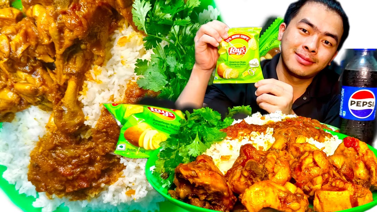 Asmr: Eating spicy chicken curry with green leave//Naga mukbang ...