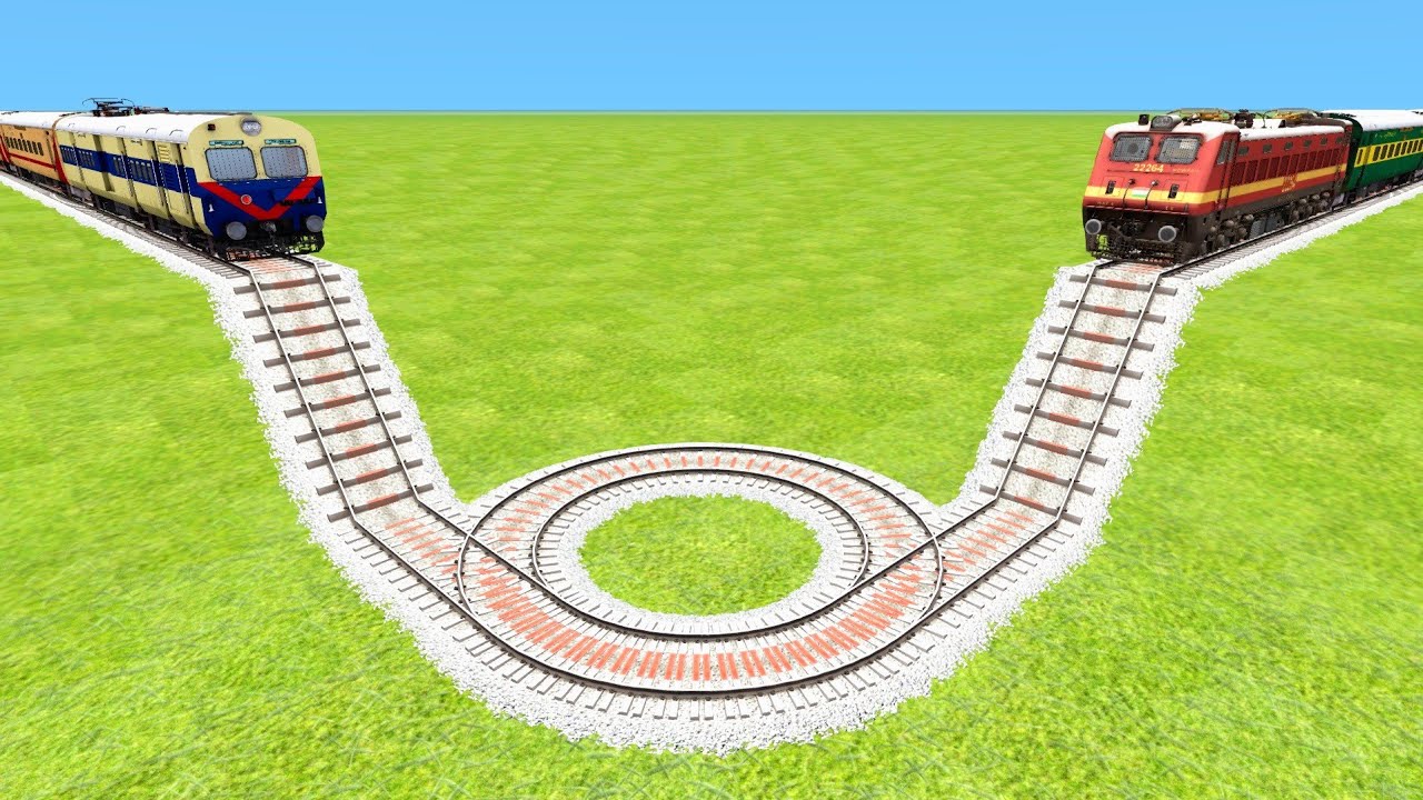 TWO TRAINS HARDLY TURNING ON THE 360° DEGREE CIRCLE TRACKS🔺 Train Simulator | Train Simulator ...