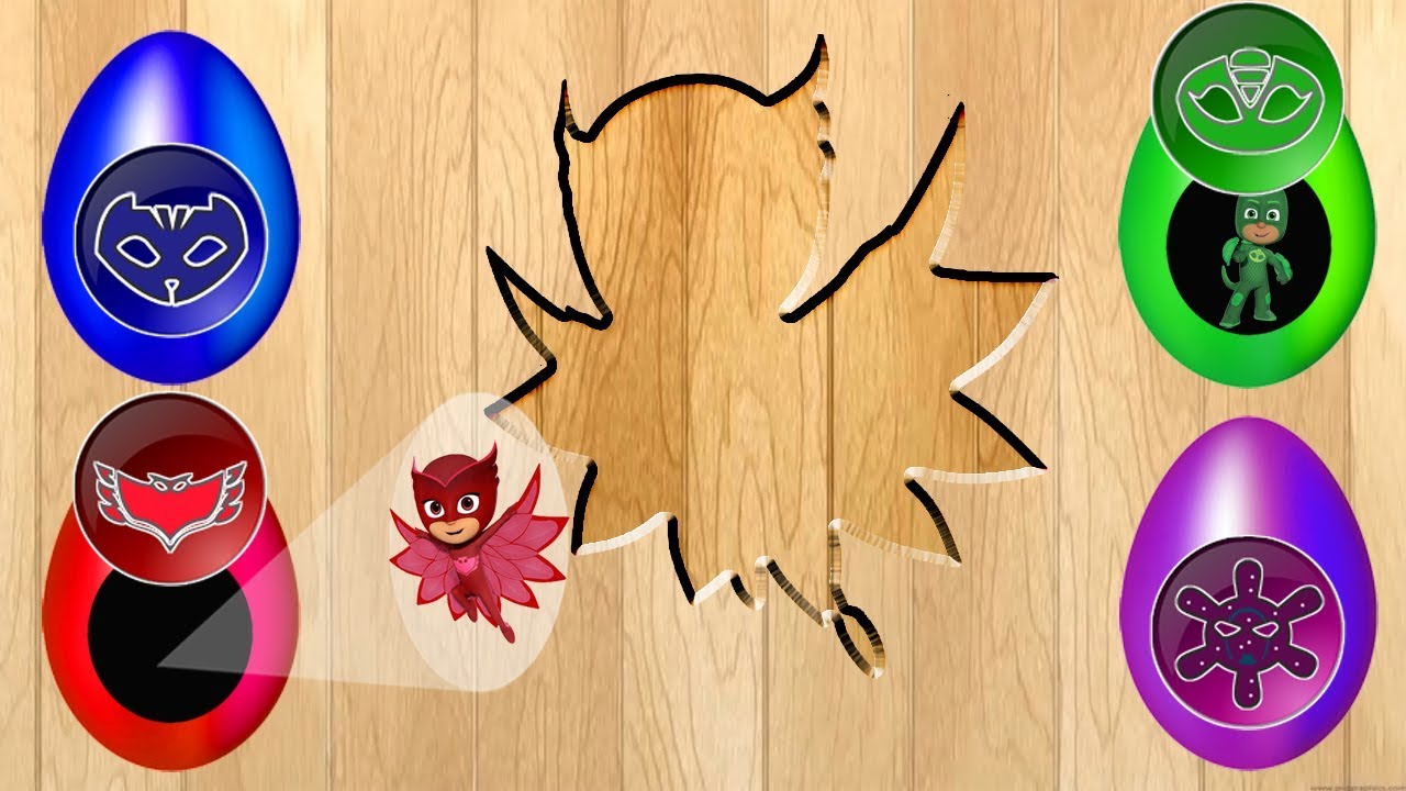 Learn Colors with SURPRISE EGGS PJ MASKS LOGO - PJ Masks WRONG SLOT ...