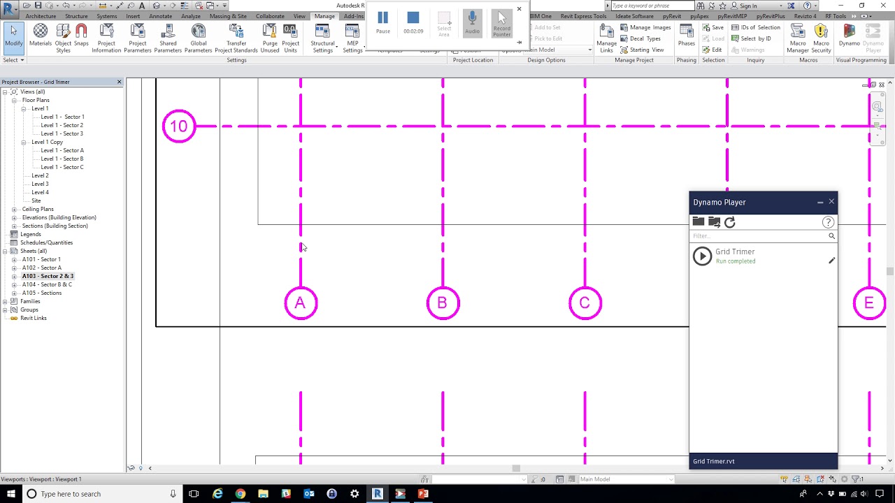 Revit Floorplan View Grid Trimer - YouTube