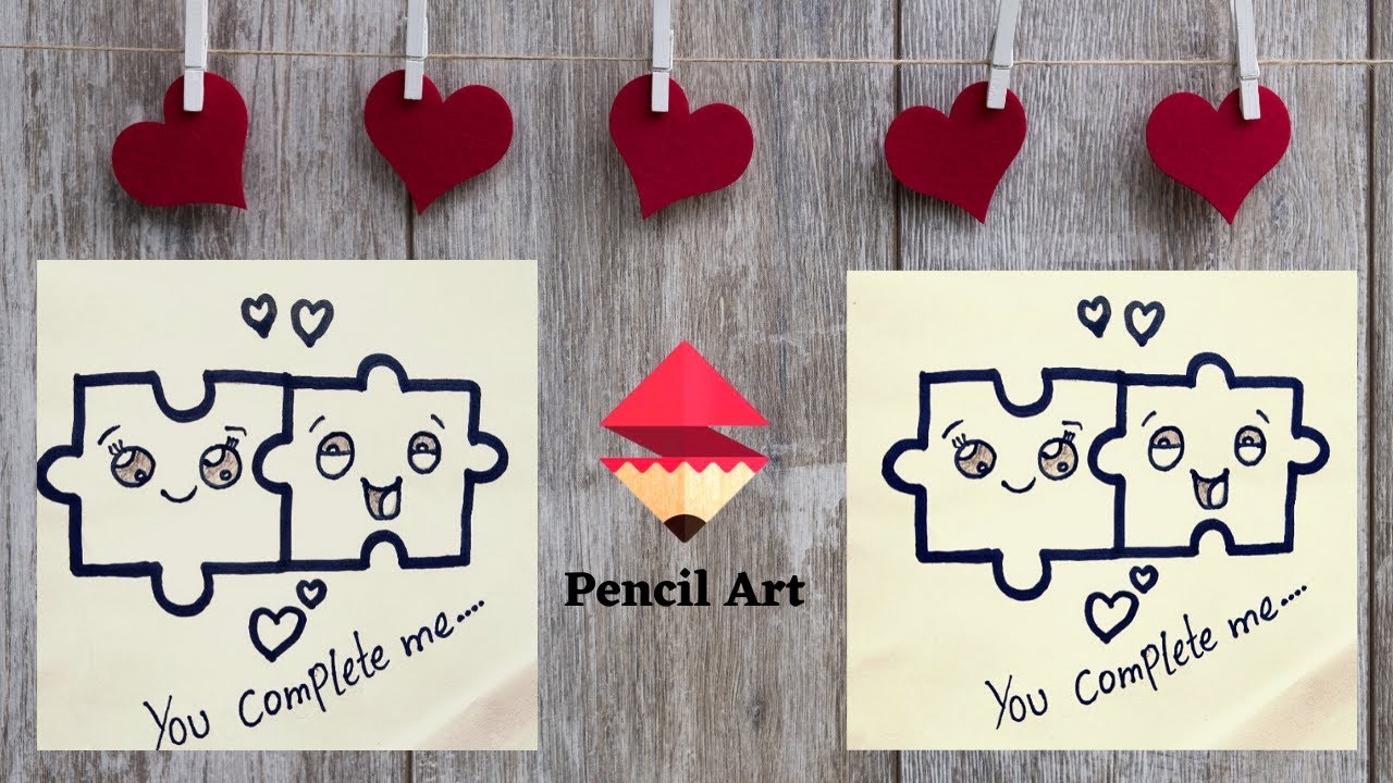 How To Draw Cute Puzzle Pieces in Love | How to Draw a Puzzle Piece ...