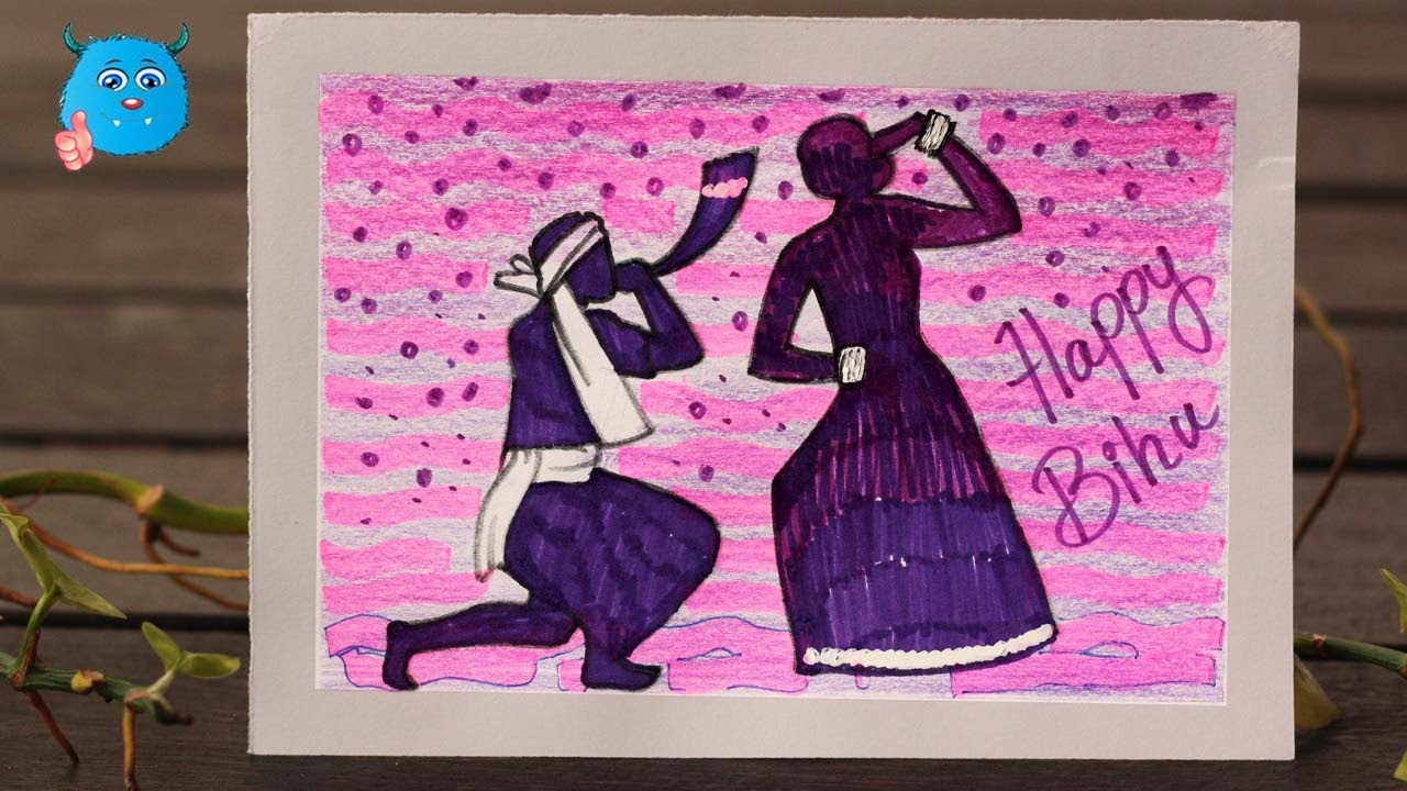 Happy Bihu Festival Drawing Easy for Poster and Card - YouTube