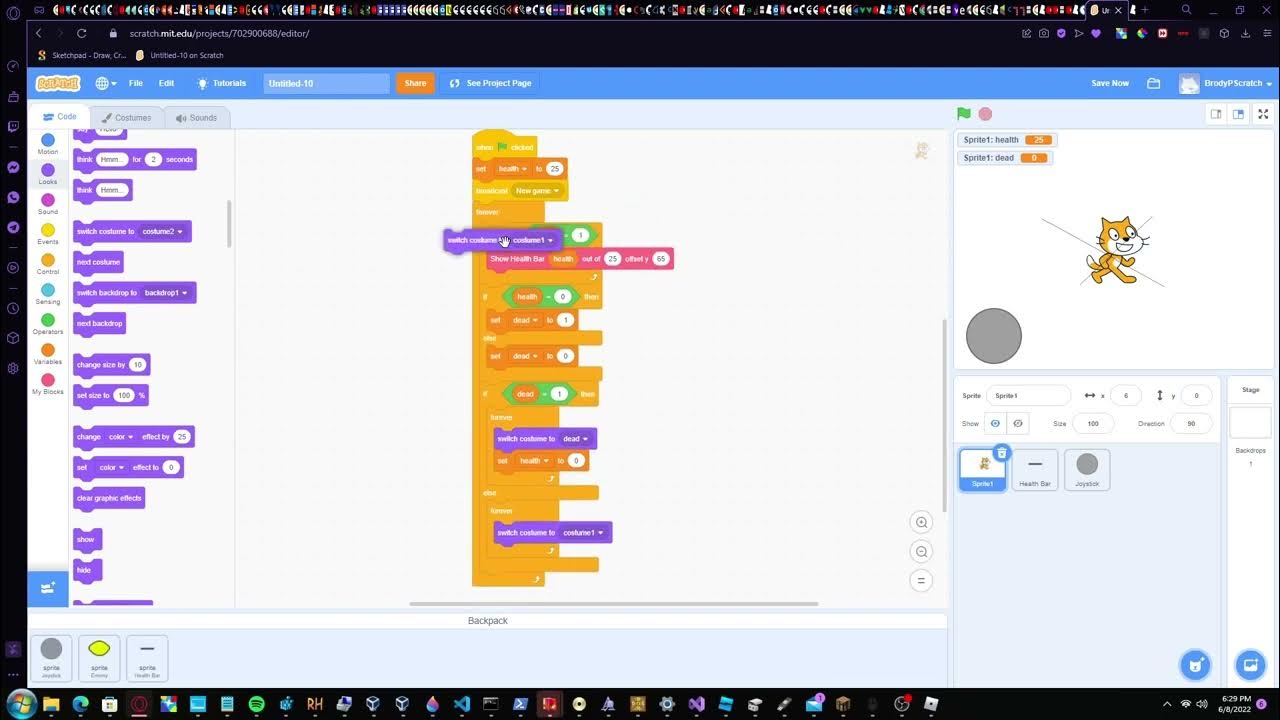 Create a 1v1 game - Adding Griffpatch's Health Bar - YouTube