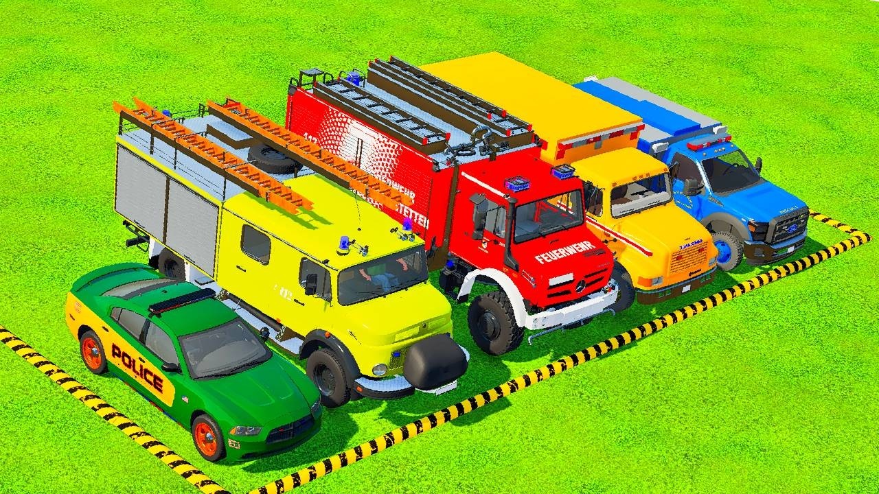ALL POLICE CARS OF COLORS ! TRANSPORTING COLORED POLICE CARS with ...