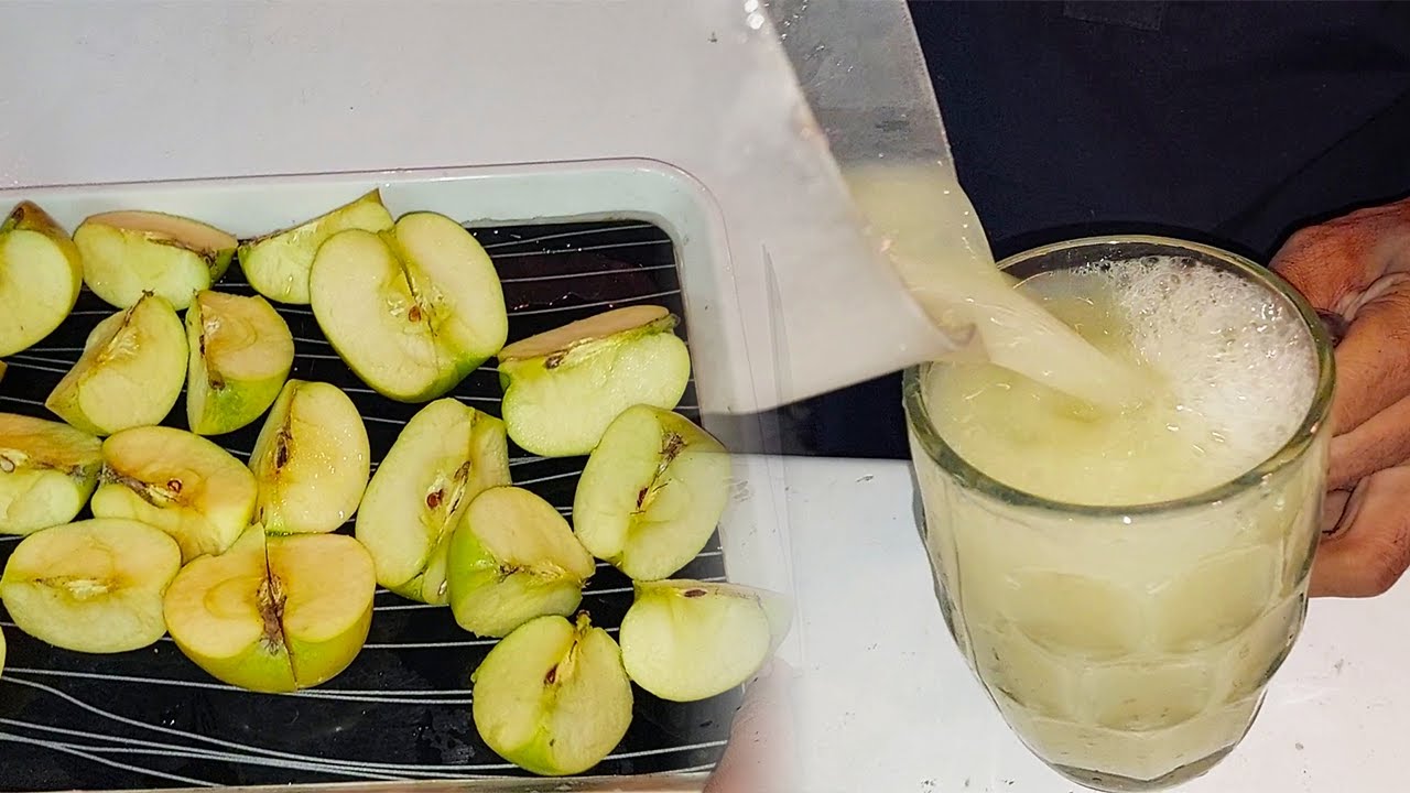 Fresh street style apple juice making - YouTube