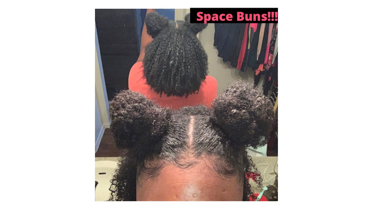 Space Bun hair style on type 3C/4A hair *Week old Wash 'N' Go* - YouTube