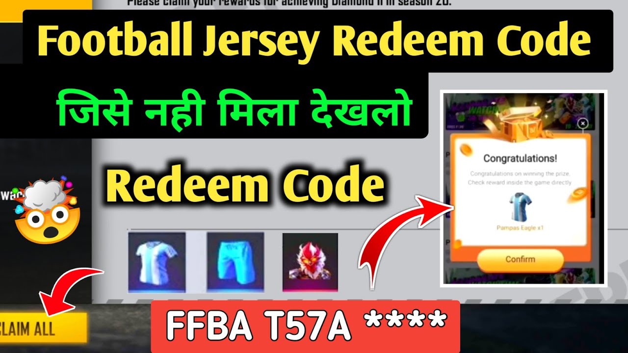Jersey Redeem code Free Fire | Today New Redeem Code | Booyah app Redeem Code Garena Free fire ...