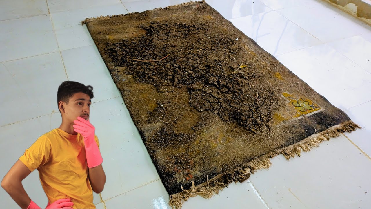 Washing a very old and historically dirty carpet | ASMR | - YouTube
