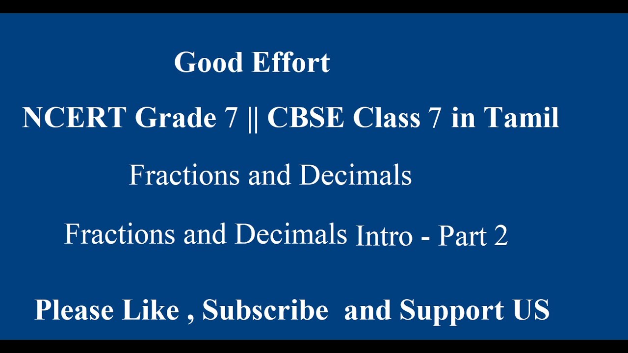 NCERT Grade 7 || CBSE Class 7 - Introduction Fractions and Decimals in ...