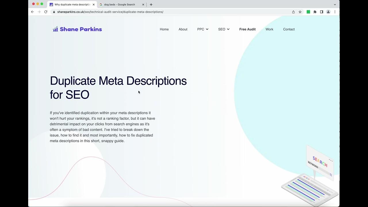 Benefits of fixing duplicate meta descriptions and it's impact on SEO from Shane Parkins - YouTube