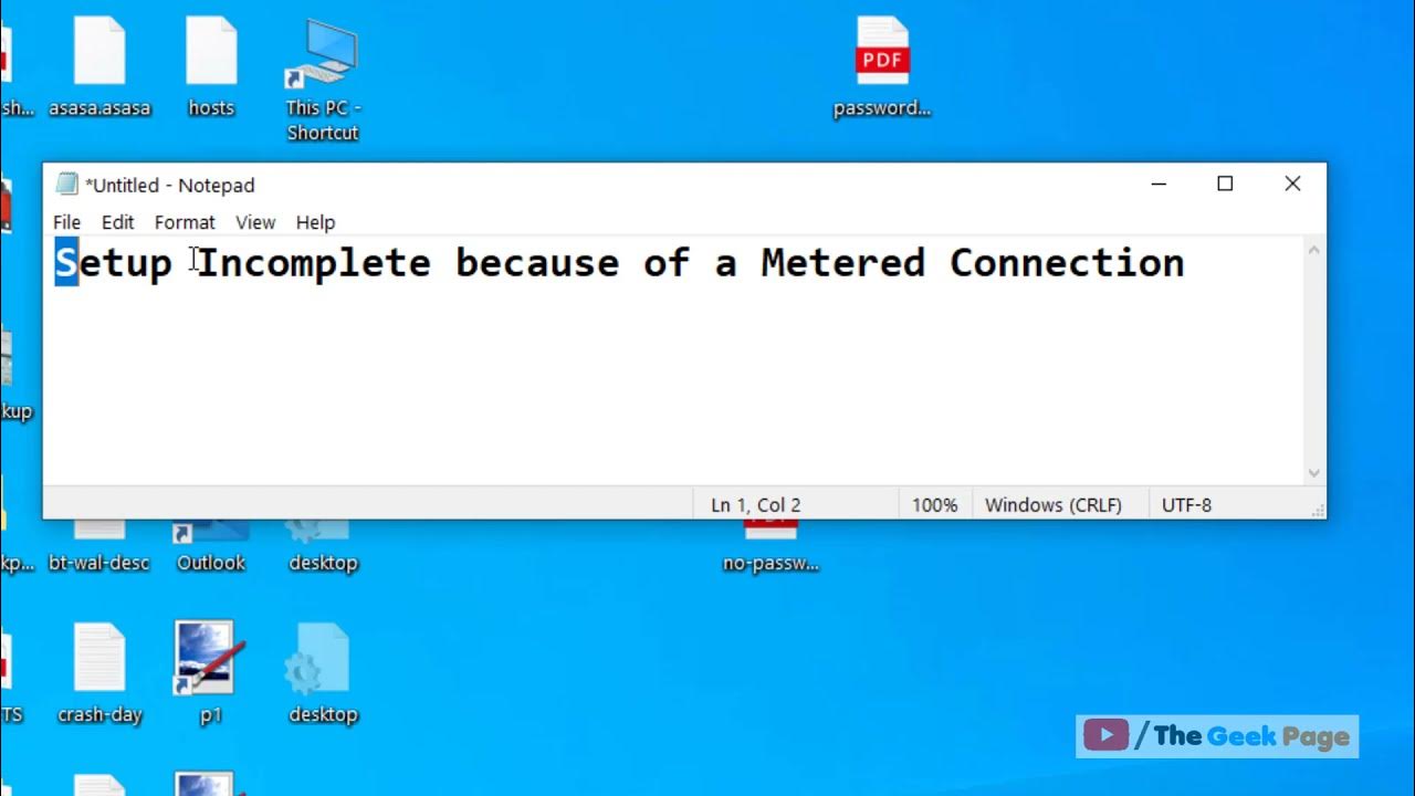 Setup Incomplete Because of a Metered Connection (fix) - YouTube