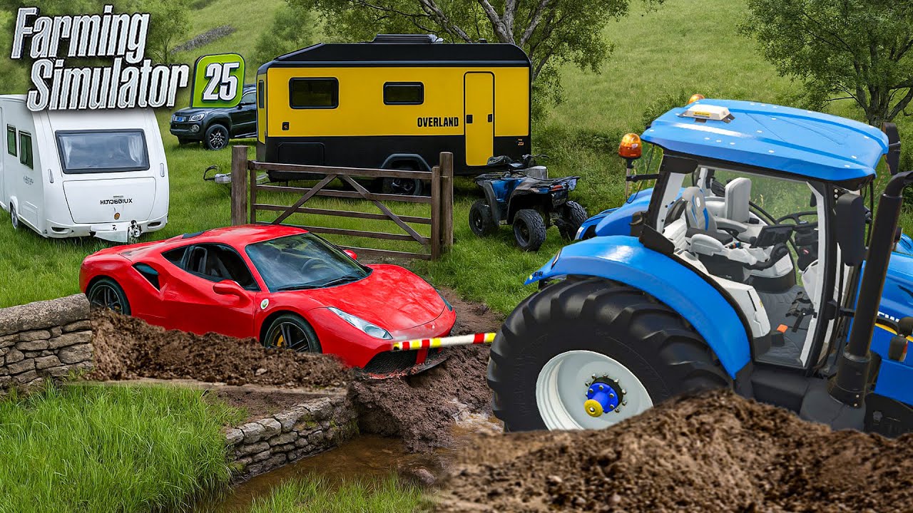 Il Pensait Pouvoir passer avec sa Ferrari jusqu'à ce qu'il s'Embourbe ...