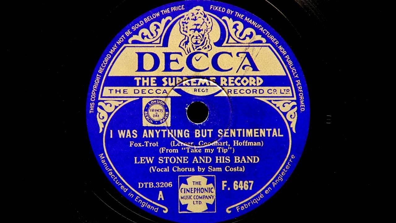 Lew Stone and His Band - I Was Anything But Sentimental (1937) - YouTube