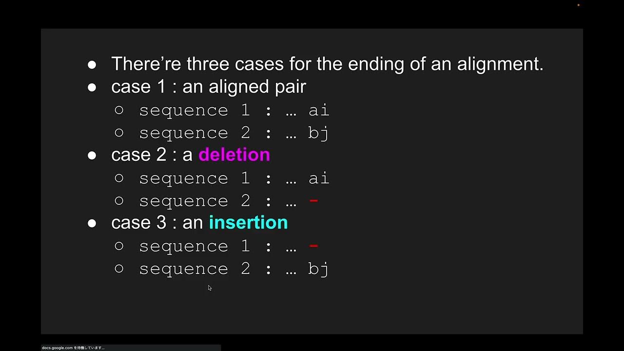 [CSIE5028][Algorithms for Biological Sequence Analysis][an affine-gap-penalty example] - YouTube