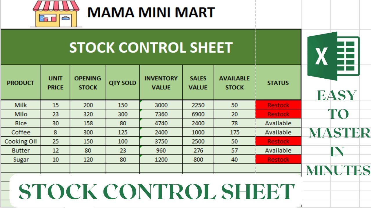 How To Create Stock Control Sheet In Excel Inventory Management YouTube How To Create Stock Control Sheet In Excel Inventory Management YouTube