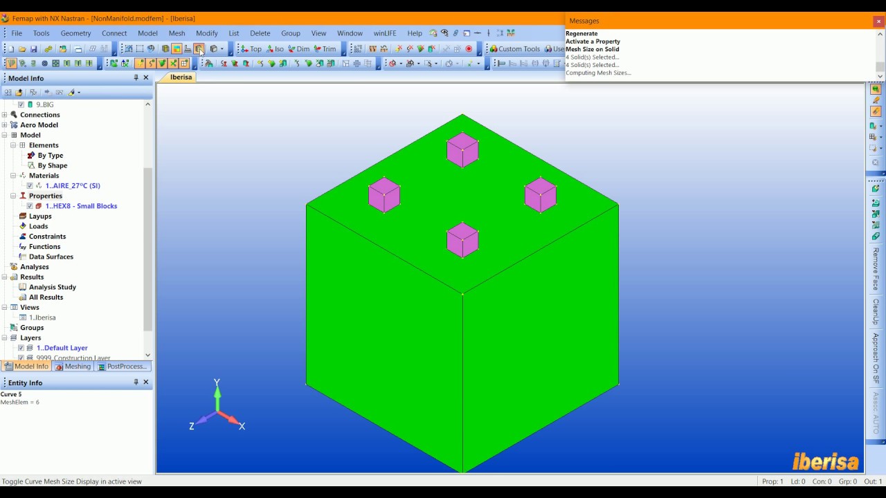HEX Mesh Assembly Solids in FEMAP - YouTube