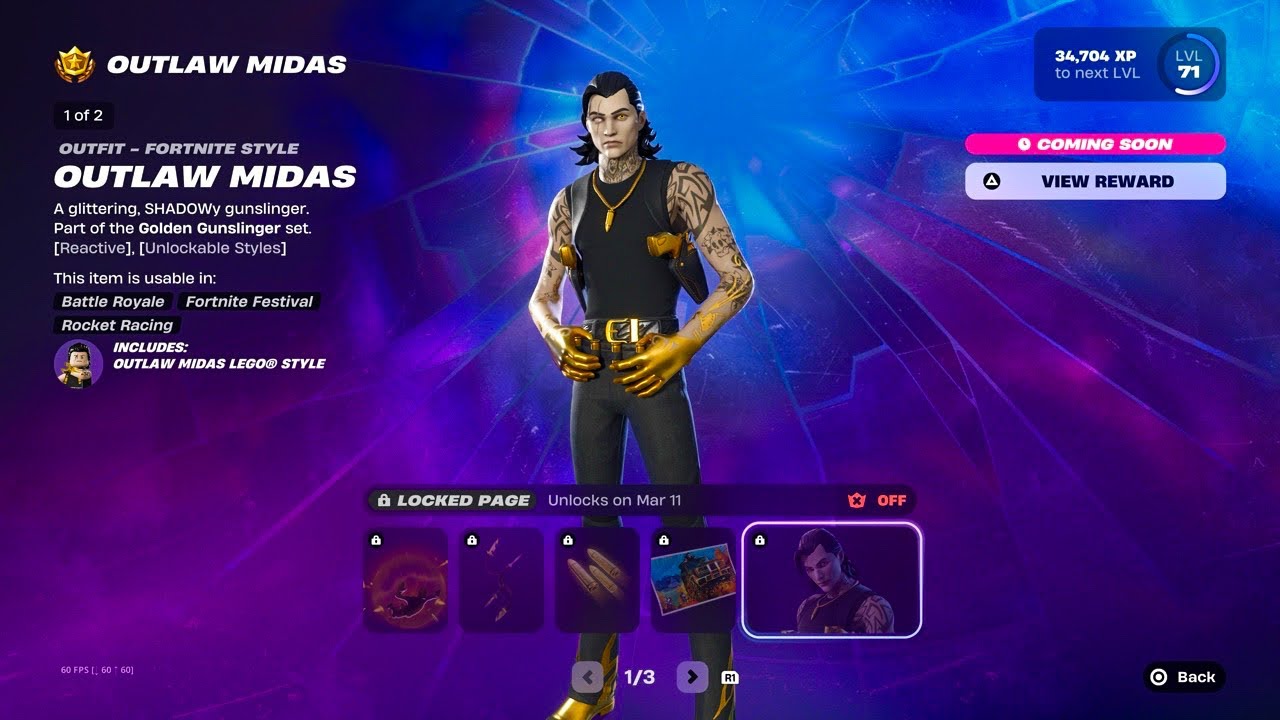 Outlaw Midas and all his Fortnite Cosmetics Preview! - YouTube