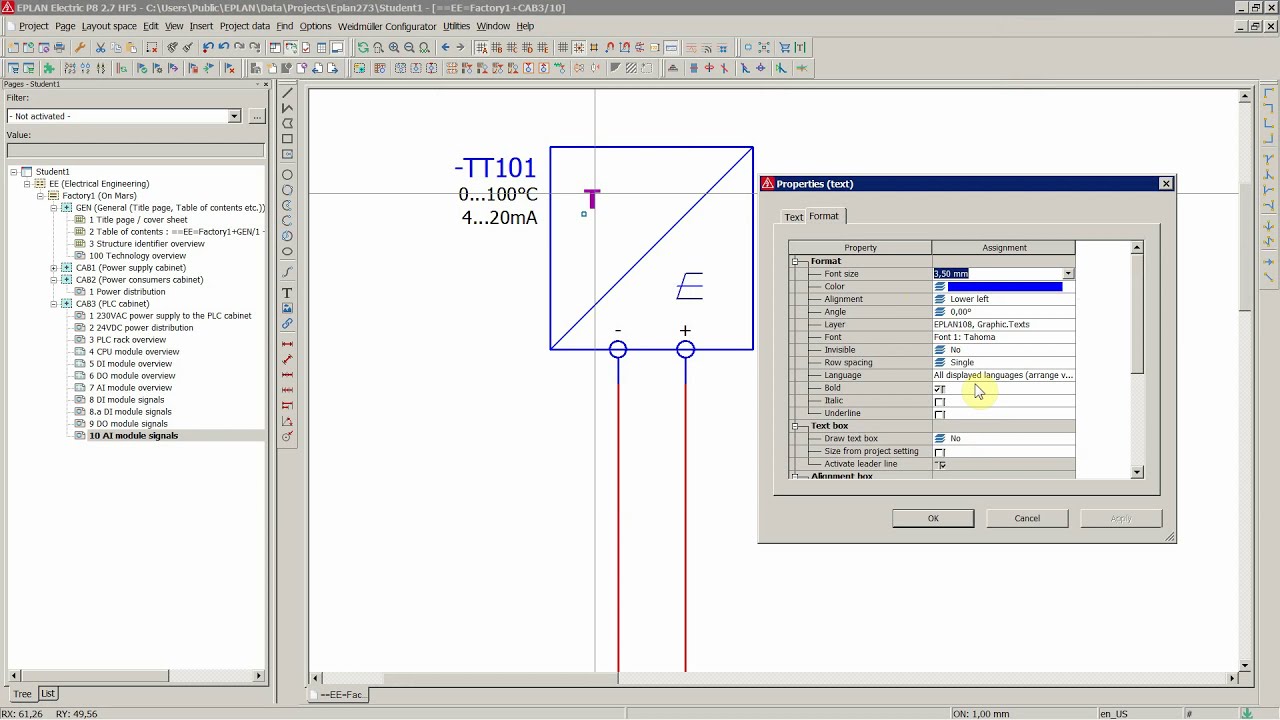 ePLAN Electric P8 Complete Course 2020 A to Z - Analog Shielded Cables ...