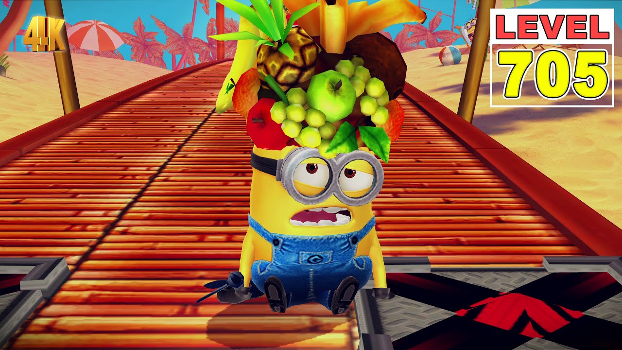 Minion Rush LEVEL 705- Vacationer Minion slide under obstacles 80 times ...