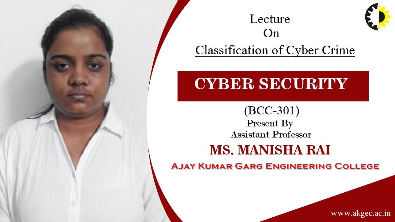 ''Classification of Cyber Crime'' Cyber security Lecture 01 By Ms ...