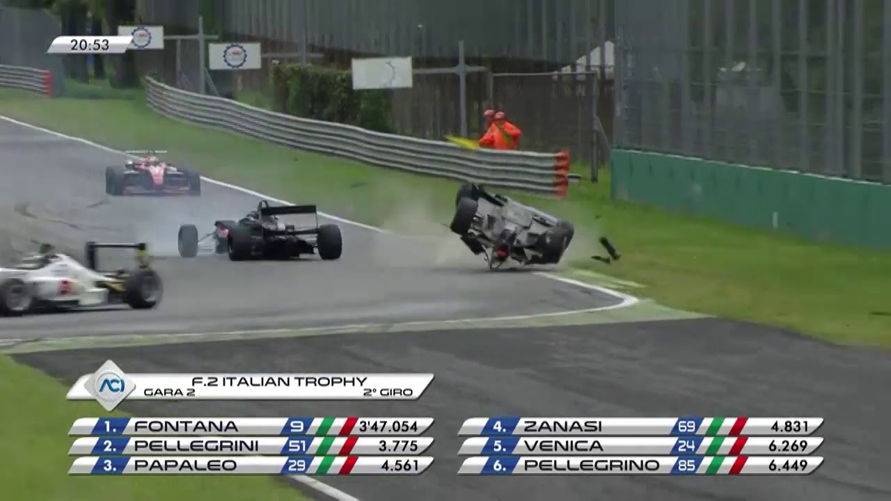 Italian F2 Trophy 2016 at Monza, Massive crash for G.Venica - YouTube