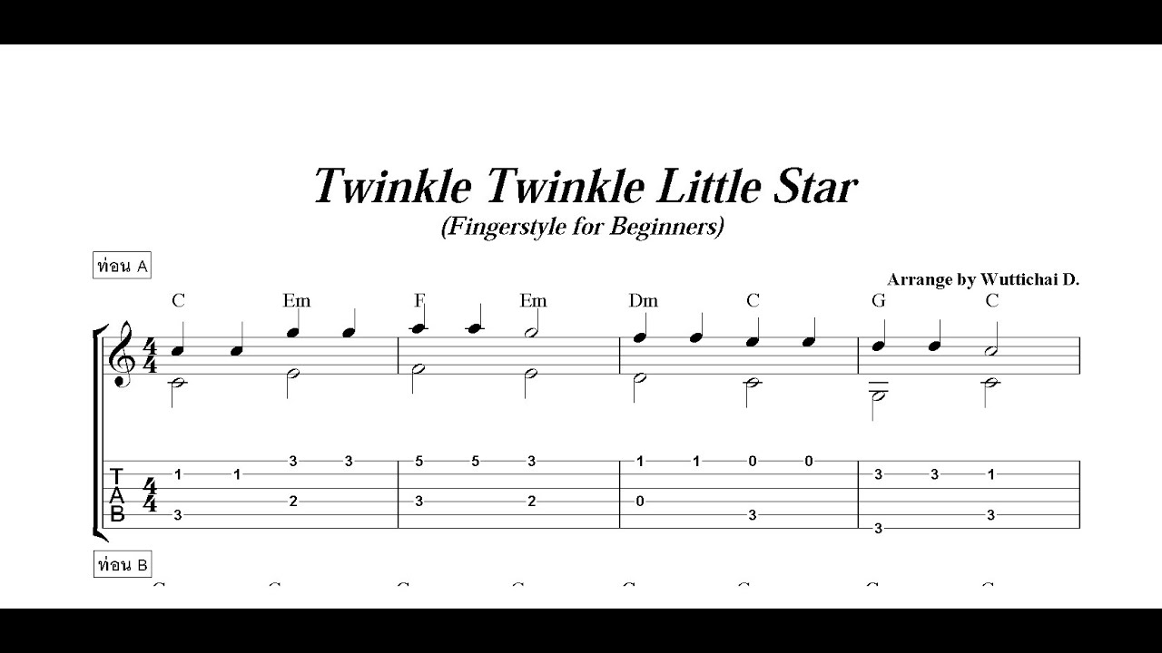 Twinkle Twinkle Little Star(Fingerstyle for Beginners) - YouTube