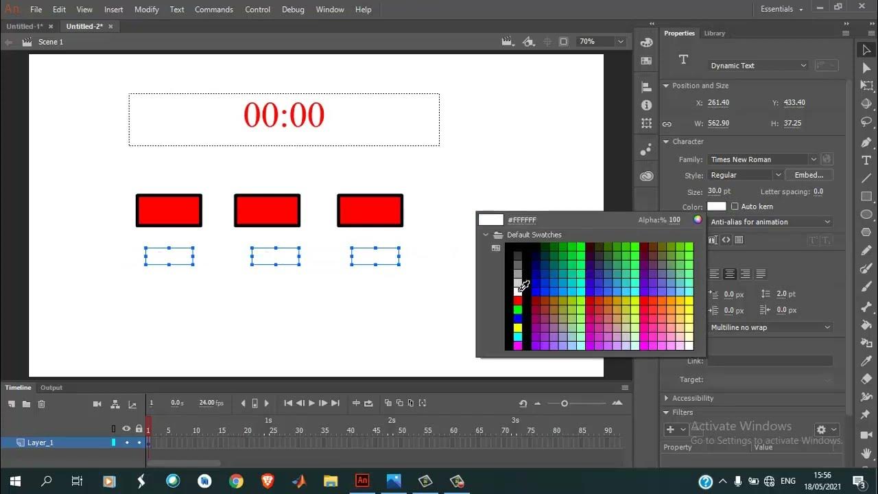 Adobe Animate _ 10 _ Stopwatch using ActionScript - YouTube