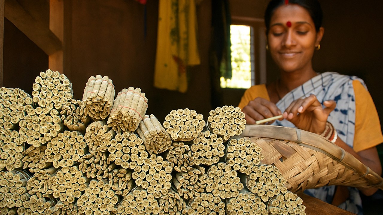 Traditional Hand Made Beedi Making Process of tamilnadu | Bidi Making ...