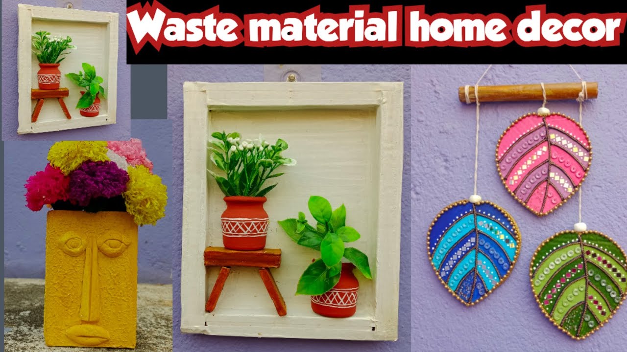 3 Waste Material Craft Ideas | Best Out Of Waste | DIY Home/Room Decor ...