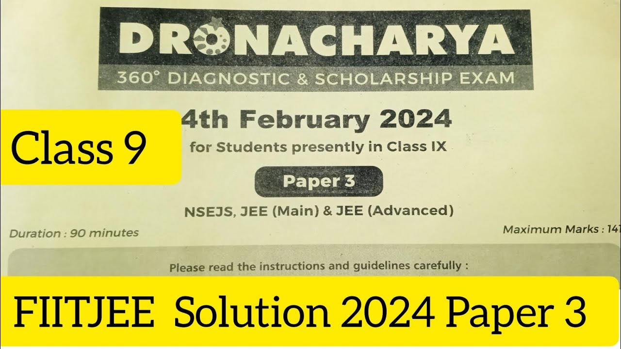 FIITJEE 2024 Class 9 DRONACHARYA Solution Paper 3 - YouTube