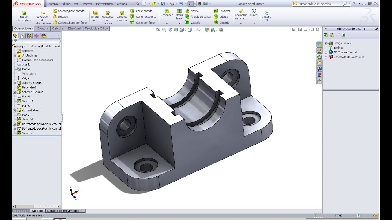 Apoyo de columna en Solidworks 2013 - YouTube