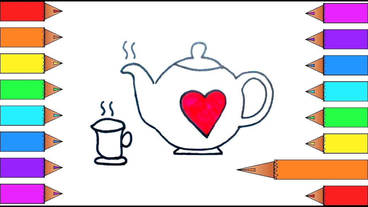 How to Draw and color a Teapot I for Baby Drawing and Coloring book for ...