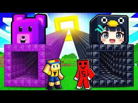 Samet ve Tuna: Gugu Gaga Penguin vs Süper Mor Ayı Tünel Yarışı Yaptık !! - Minecraft