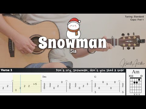 Snowman - Sia | Fingerstyle Guitar | TAB + Chords + Lyrics