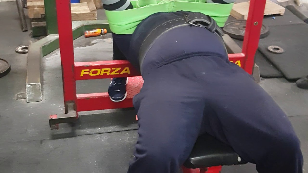 190 kg slingshot bench press x 4 - YouTube