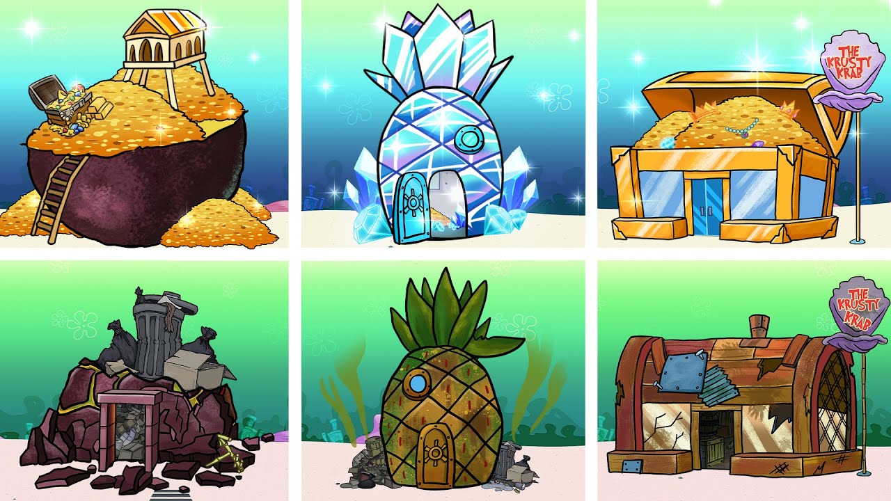 Best Spongebob Houses Poor House vs Rich House | Spongebob animation ...