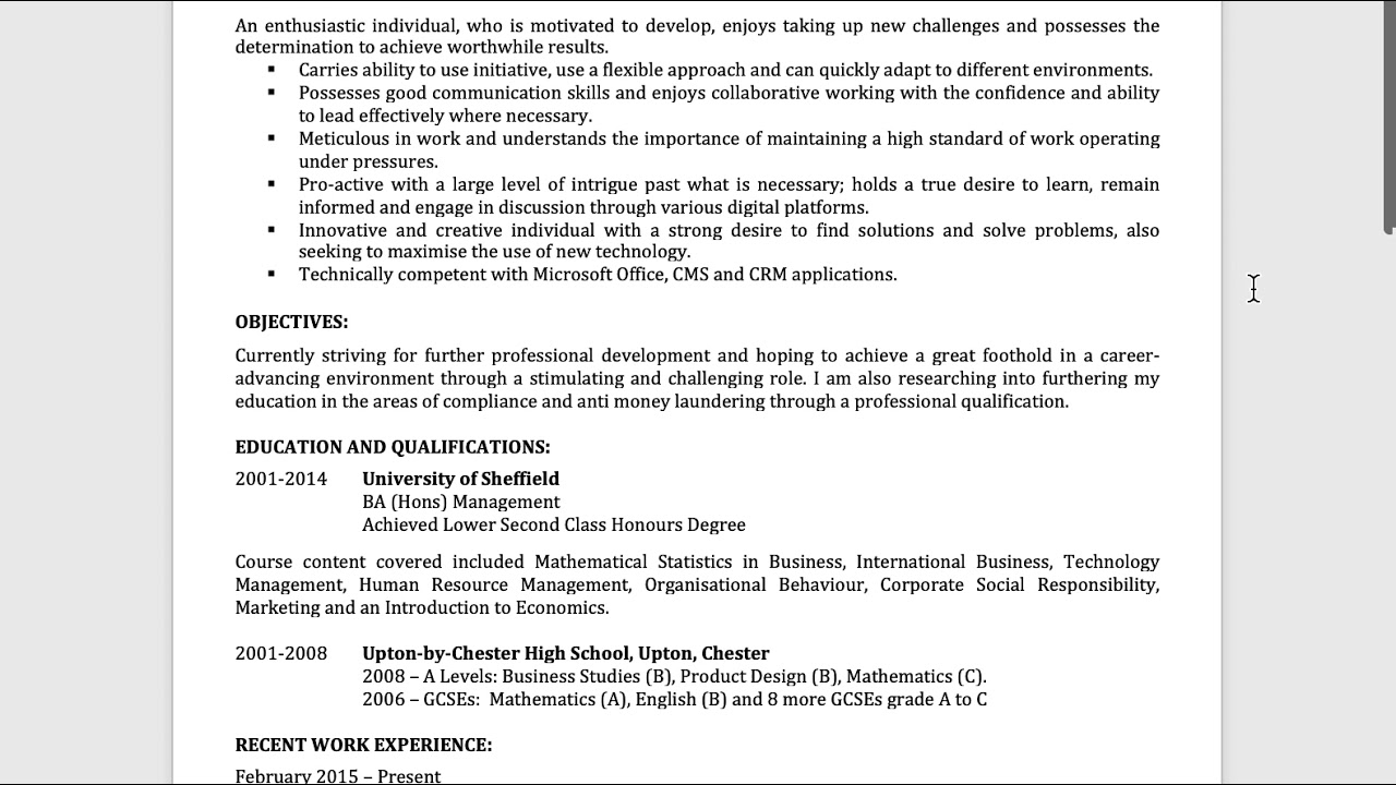 KYC CV example - YouTube