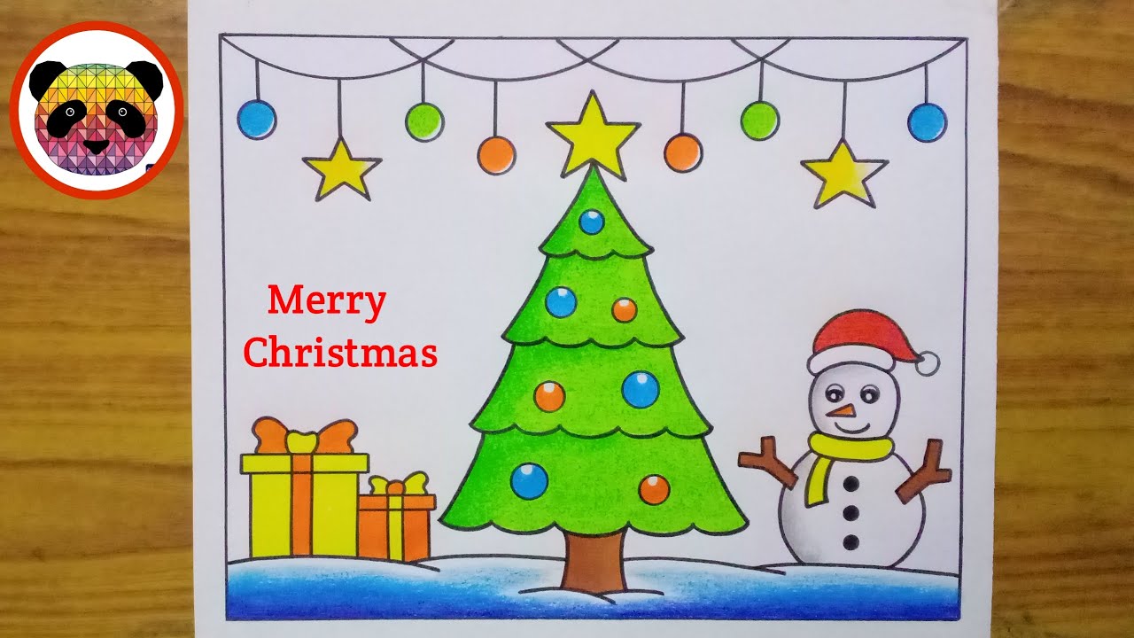 Merry Christmas Drawing / Christmas Drawing Easy Steps / Christmas Tree ...