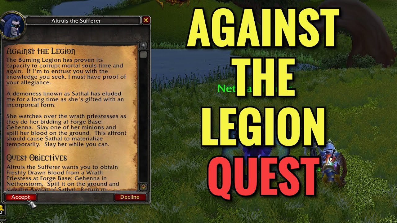 Against The Legion Quest (WoW TBC) - YouTube