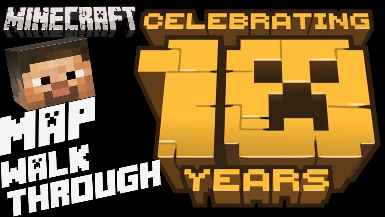 Minecraft 10th Anniversary Map Walk Through (2019) - YouTube