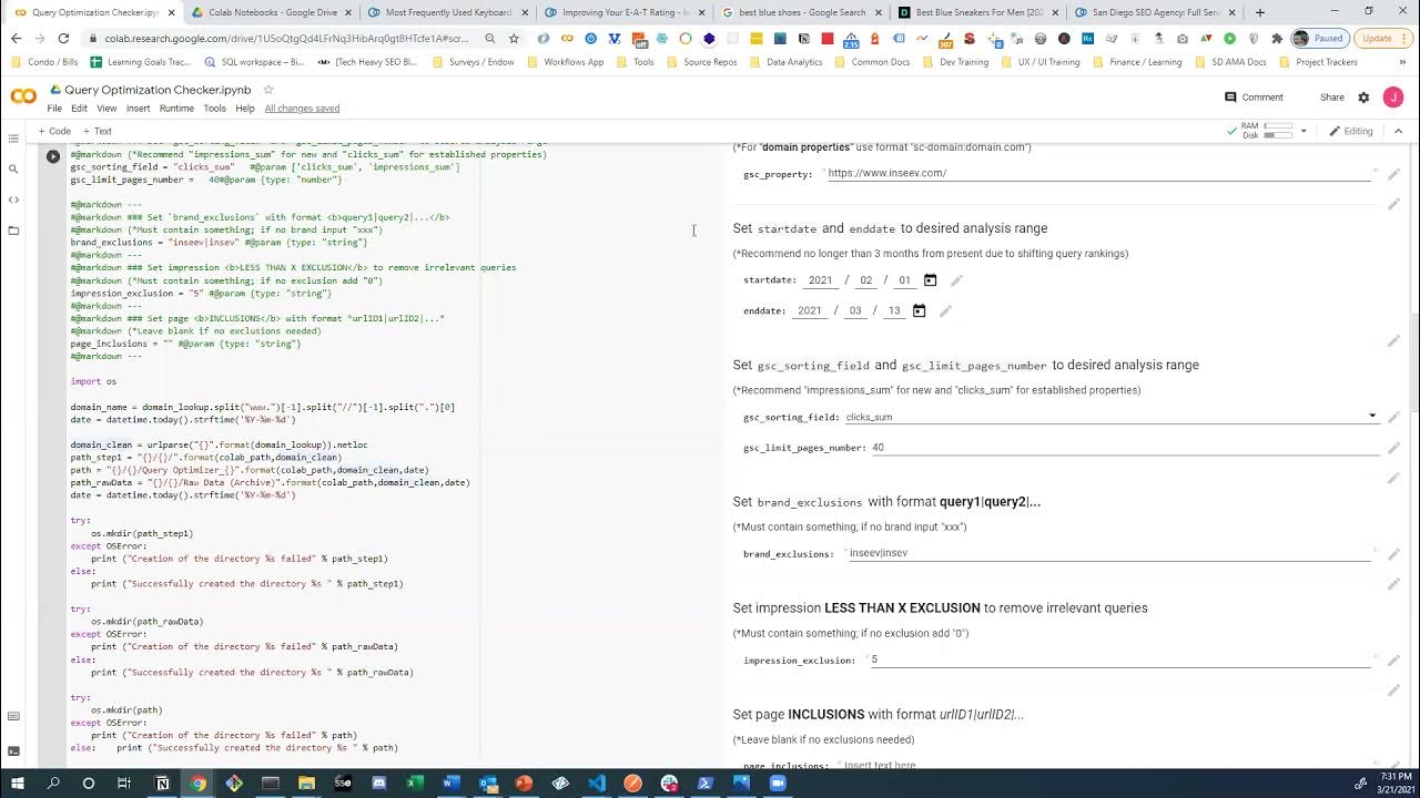 Input Variables - Part 4 - [Query Optimization Checker: Google Colab, Python & Search Console ...