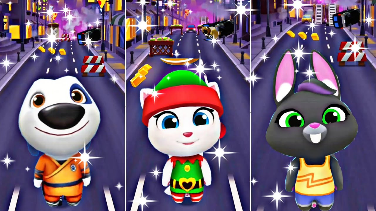 Talking Tom Gold Run - Kung Fu Hank 🆚️ Elf Angela 🆚️ Talking Becca # ...