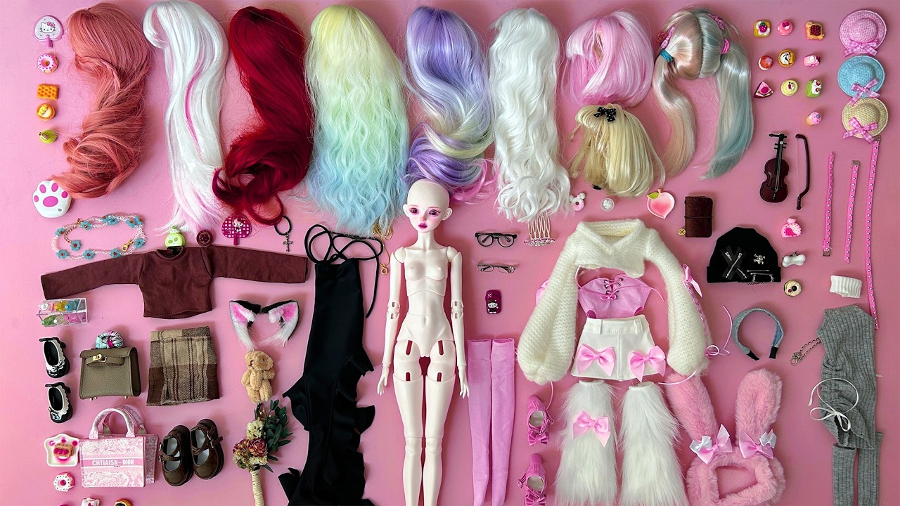 Pink Bunny BJD DollピンクのウサギBJDドール Розовый кроликBJD кукла 핑크 토끼 BJD 인형 ...