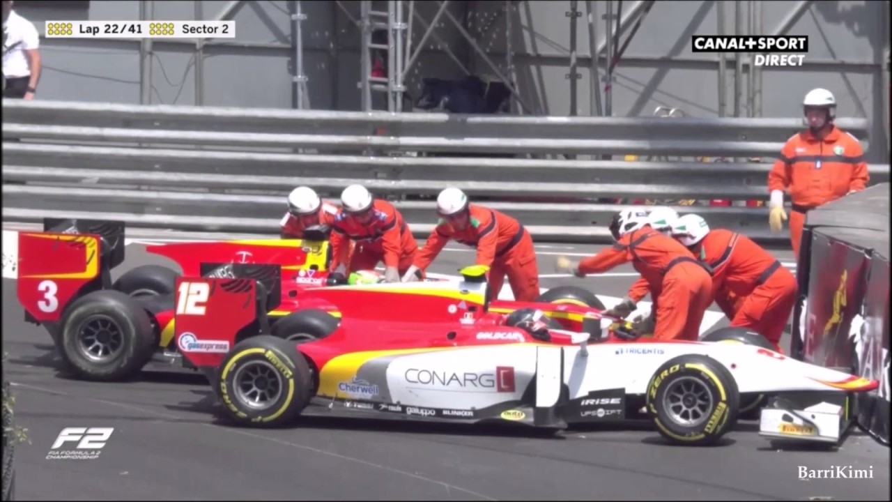 FIA F2 Monaco 2017 Race1 Deletraz Visoiu Collision - YouTube