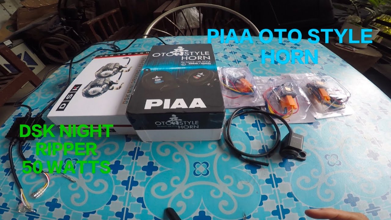 #DSK mini driving light (night ripper) 50 watts and PIAA Horn installed ...