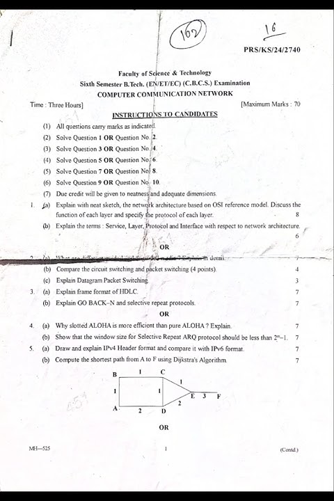 Computer communication network question paper betch 6th sem #exam engineering #EXTC question ...