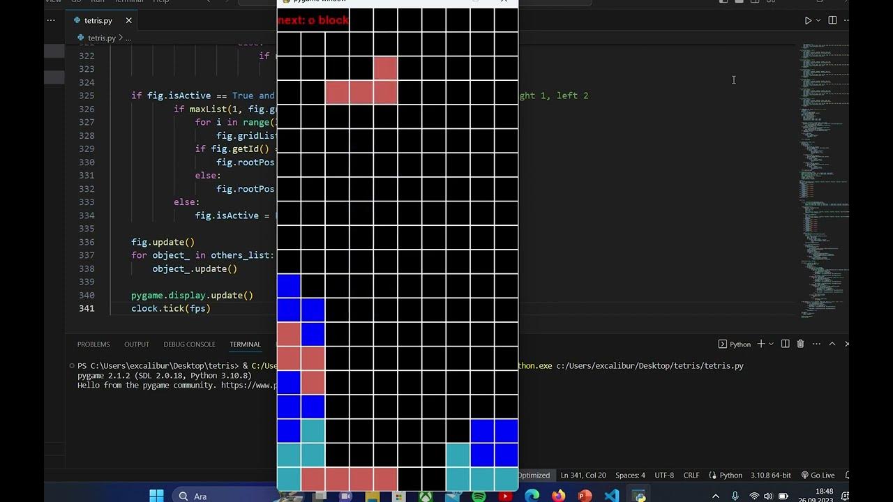 Tetris Game Made With Pythonpygame Youtube
