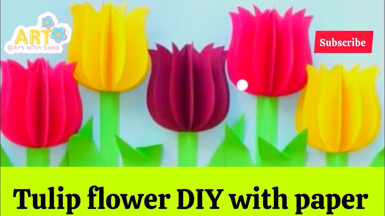 how to make tulip 🌷 flower//DIY of tulip with paper folding//tutorial ...