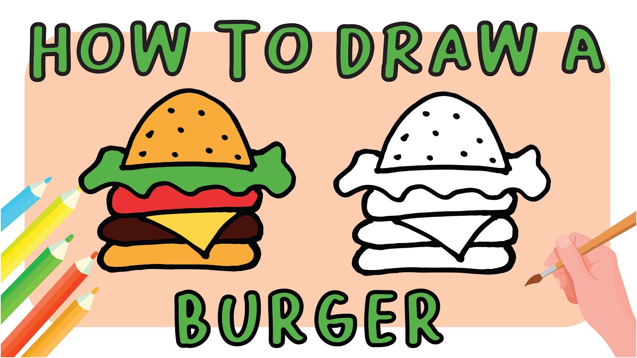 How to Draw a Burger for Kids | Как рисовать бургер | Cách vẽ Burger ...